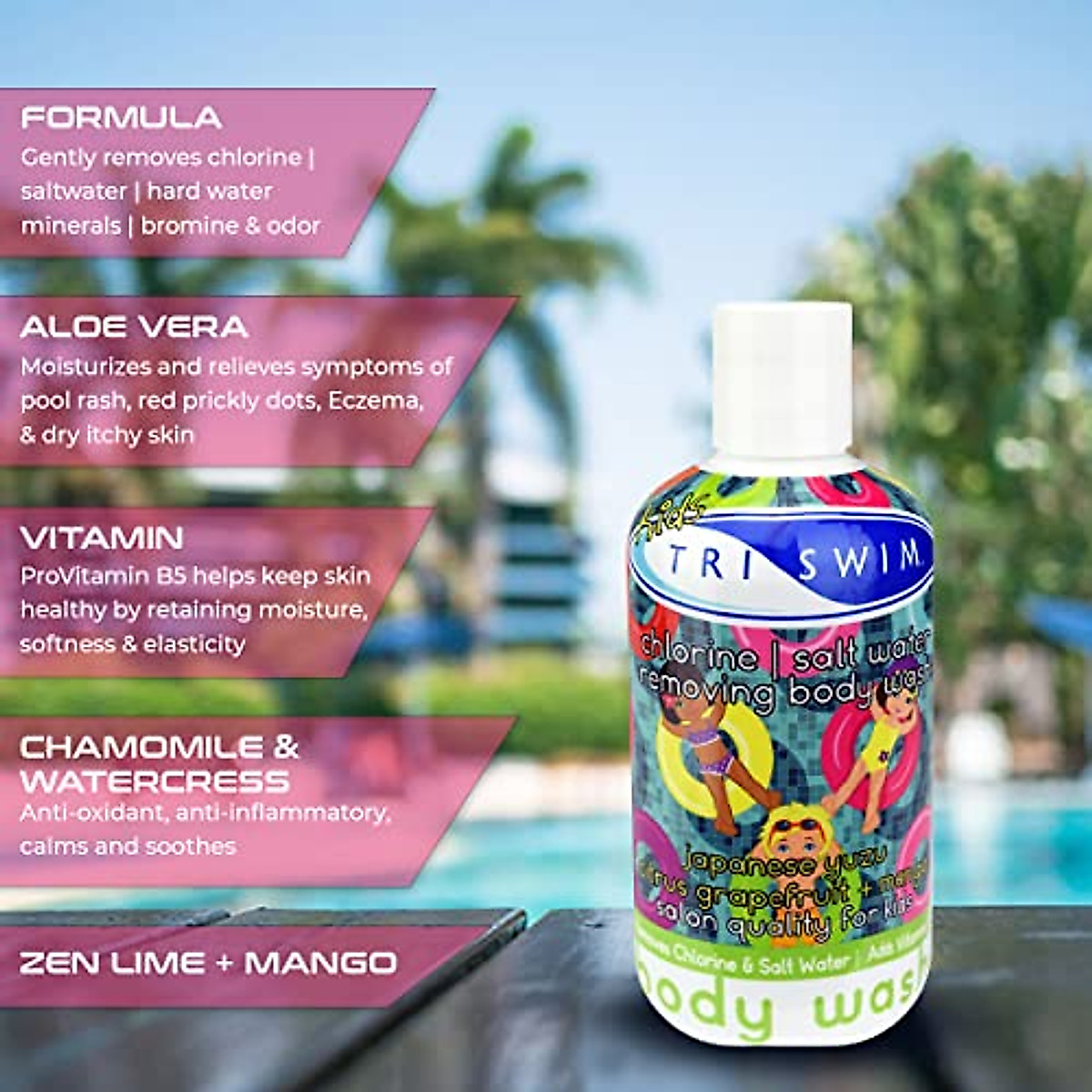 TRISWIM KIDS Scented Body Wash After-Swimmer Skincare, Chlorine Removal, Soothes and Moisturizes Skin, Relieves Symptoms Eczema & Dry Skin