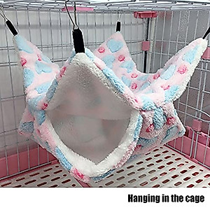 EISMC2 2 Pieces Small Pet Cage Hammock Hanging Tunnel for Small Animals Hanging Bed Cage Guinea Hammock Cage Accessories for Ferret Rat Chincilla Hammock Sleeper Cage Accessories Set (Pink)