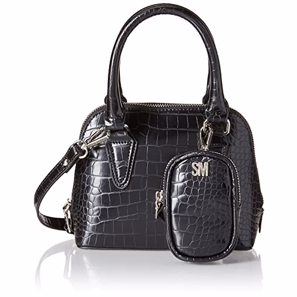 Steve Madden womens Steve Madden HOPEC Croco Crossbody, Black, One Size US