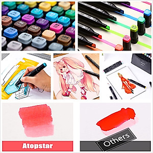 ATOPSTAR 80 Colors Alcohol Markers Artist Drawing Art Markers for Kids Dual Tip Markers for Adult Coloring Painting Supplies Perfect for Kids Boys Girls Students Adult(80 Black Shell)