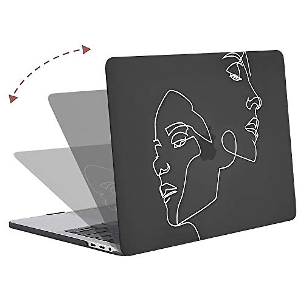 MOSISO Compatible with MacBook Pro 13 inch Case M2 2023, 2022, 2021-2016 A2338 M1 A2251 A2289 A2159 A1989 A1708 A1706, Plastic Face Sketch Hard Shell Case&Keyboard Cover&Screen Protector&Pouch, Black