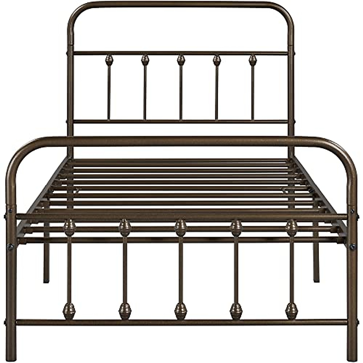 Topeakmart Twin XL Size Victorian Style Metal Bed Frame with Headboard/Mattress Foundation/No Box Spring Needed/Under Bed Storage/Strong Slat Support Bronze