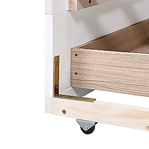 Wooden Daybed Extendable Bed with Two Storage Drawers, Sofa Bed for Bedroom Living Room, Twin/King Size (White with Drawers)