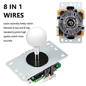 EG STARTS Classic Arcade Games Cabinet Kit USB Encoder to PC Joystick handle + 5V Led Lights Push Buttons Compatible Arcade PC Game DIY Project & Mame & Raspberry Pi DIY Parts White