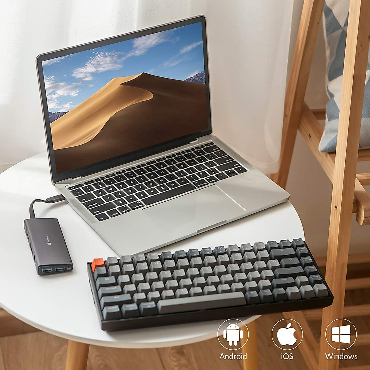 Keychron K2 75% Layout Bluetooth Mechanical Keyboard with Gateron G Pro Red Switch/White LED Backlit/Anti Ghosting/N-Key Rollover/Compact 84 Key USB C Wired Computer Keyboard for Mac Windows-Version 2