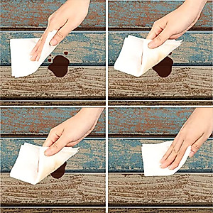 Round Fitted Tablecloth Retro Woodern Polyester Table Cloth with Elastic Edge for Round Table, Waterproof Wipeable Table Cover for Indoor Outdoor Picnic, Fits Tables up to 36" - 42" Diameter