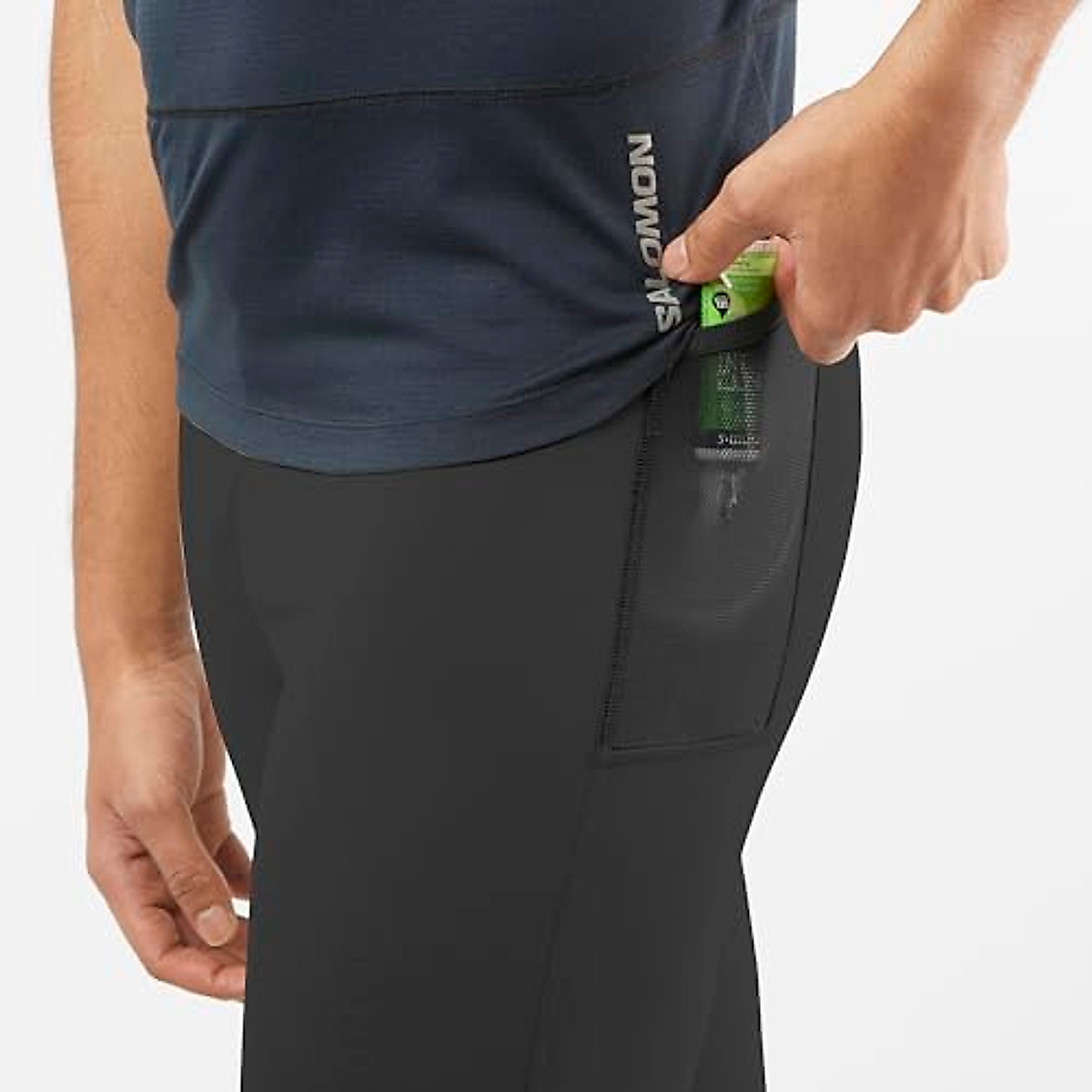 Salomon Men's Standard Cross Run Tight, Deep Black, Large