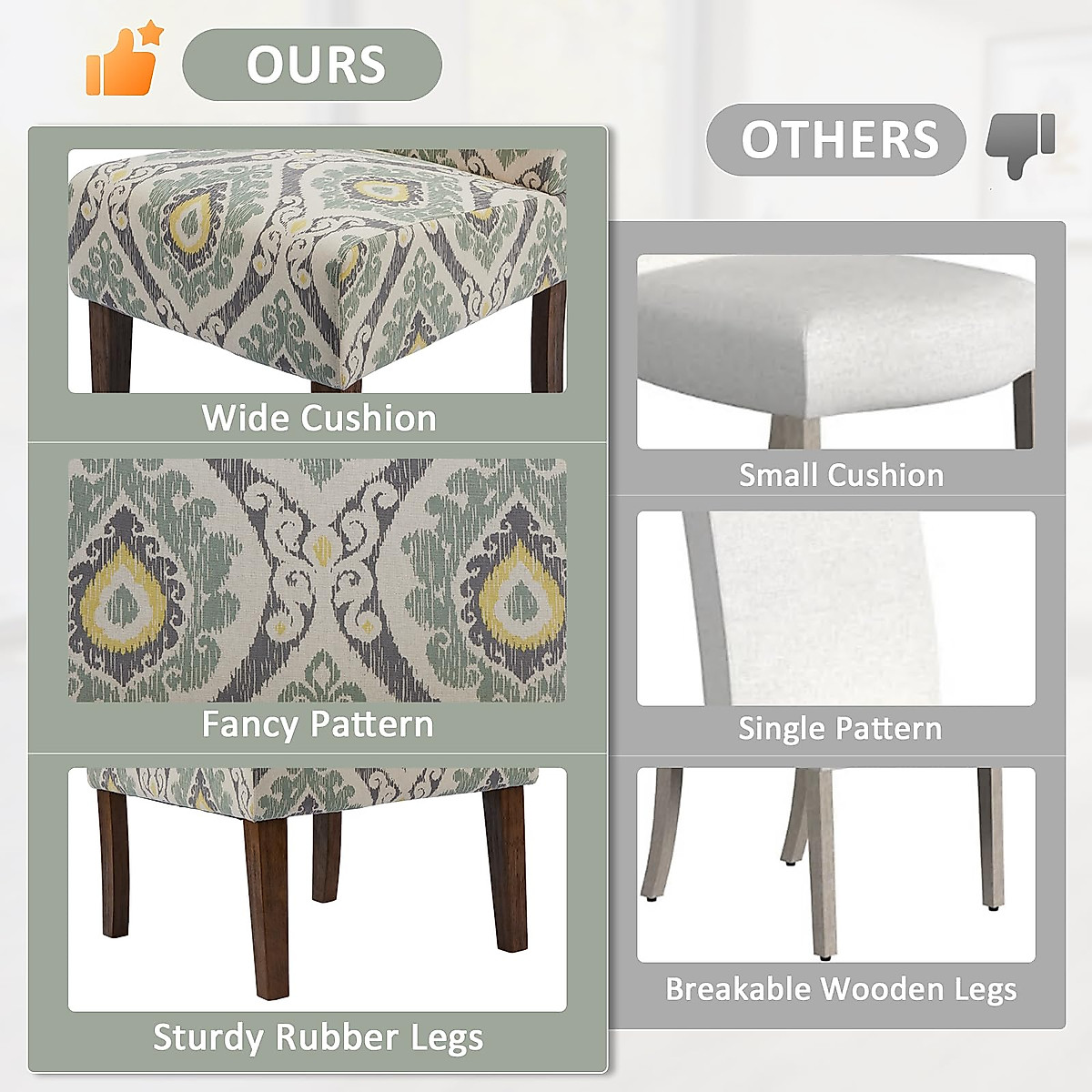 Bonzy Home Fabric Dining Room Chairs,Modern Dining Chairs Set of 2,Floral Upholstered Armless Accent Chair,Comfy Small Slipper Side Chair for Living Room, Color Plaid 2