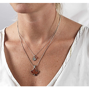 DANFORTH – 1” Maple Leaf Fall/Autumn Necklace, Pewter Pendant, Handcrafted, 18” Sterling Snake Chain, Made In USA