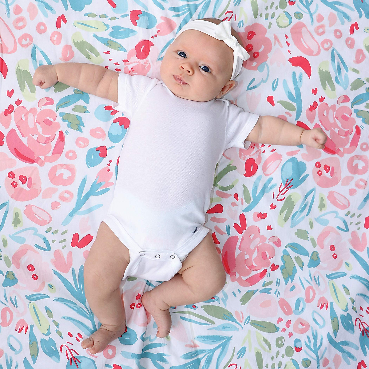 My Tiny Moments Painterly Floral Photo Op Fitted Crib Sheet