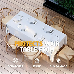 WEALUXE White Table Cloths for 8 Foot Rectangle Tables, 2-Pack, 60x126 inches, Water, Stain and Wrinkle Resistant, 200 GSM Washable Poly Fabric Tablecloths Rectangular, Elegant and Durable