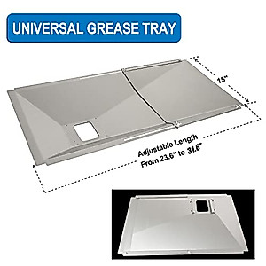 Utheer Adjustable Grease Tray with Catch Pan, Universal Drip Pan for 3/4/5 Burner Gas Grill Models, Grill Replacement Parts for Nexgrill, Charbroil, Expert Grill, Dyna Glo, Kenmore, BHG and More