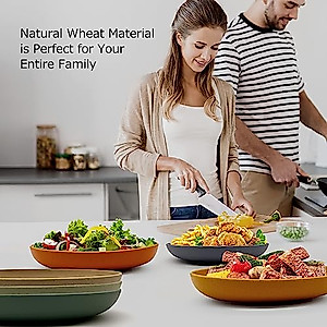 Yemyep Wheat Straw Plates 9 Inch Dinner Plates Set of 8, Microwave&Dishwasher Safe, Unbreakable Plastic Plates, Reusable, Lightweight Plates for kitchen, camping, Party(Beige)