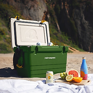 Retrospec Palisade Rotomolded 45 Qt Cooler - Fully Insulated Portable Ice Chest with Built in Bottle Opener, Tie-Down Slots & Dry Goods Basket - Large Beach, Camping & Travel Coolers - Coastal Blue