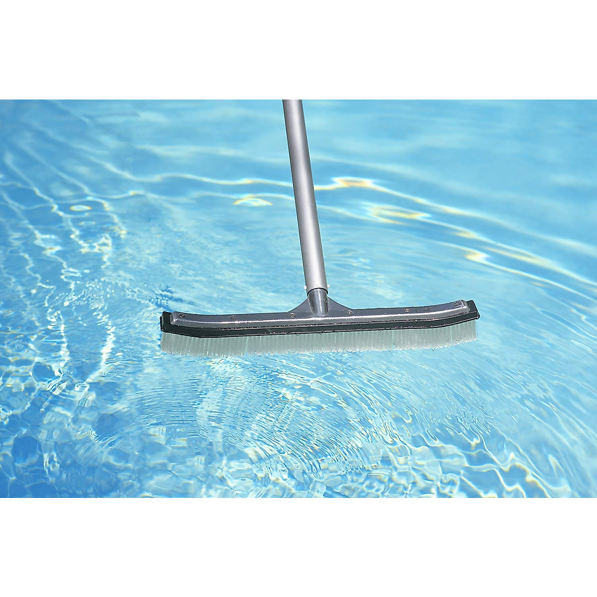 Poolmaster 20172 18-Inch Heavy Duty Aluminum-Back Swimming Pool Wall Brush with Durable Nylon Bristles, Premier Collection, Silver