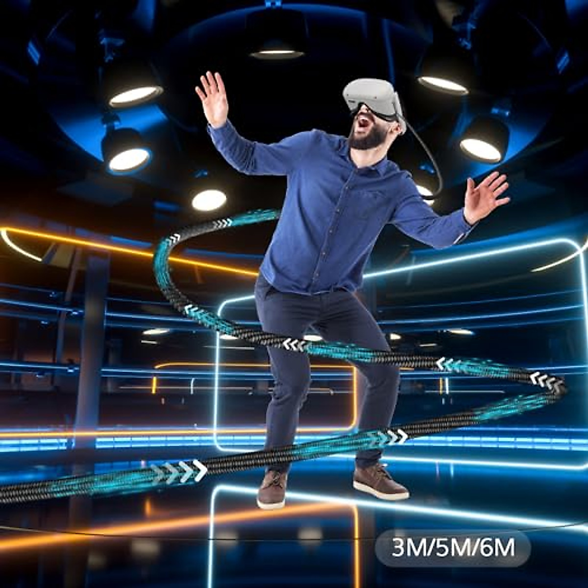 uniplay Link Cable for Quest 2/Pro/Pico4/Rift and PC/Steam VR Long Cable Accessories High Speed Data Transfer USB 3.0 to USB C Cable for Gaming PC (16FT/5M)