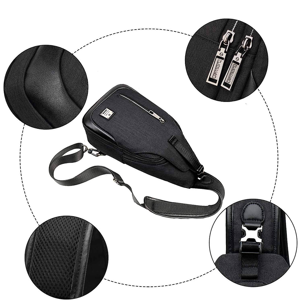 tuowan Small Sling Bag Crossbody Backpack Over the Shoulder Bag for Men Women Travel Outdoors, Lightweight Sling Purse Chest Pack (Small, Black)