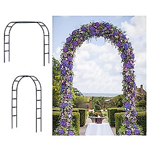 Adorox 7.5 Ft Metal Arch (Two Way Assemble) for Wedding Garden Bridal Party Decoration Arbor (Black)