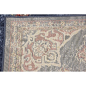 Unique Loom Utopia Collection Traditional Classic Vintage Inspired Area Rug with Warm Hues, 2 ft 7 in x 10 ft, Navy Blue/Burgundy