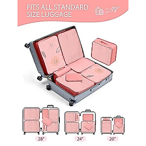 DIMJ Packing Cubes 8 Set, Travel Organizer Bags for Luggage Portable Packing Cubes for Suitcases Organizer Bags Set, Luggage Organizer for Travel Accessories. (Pink)