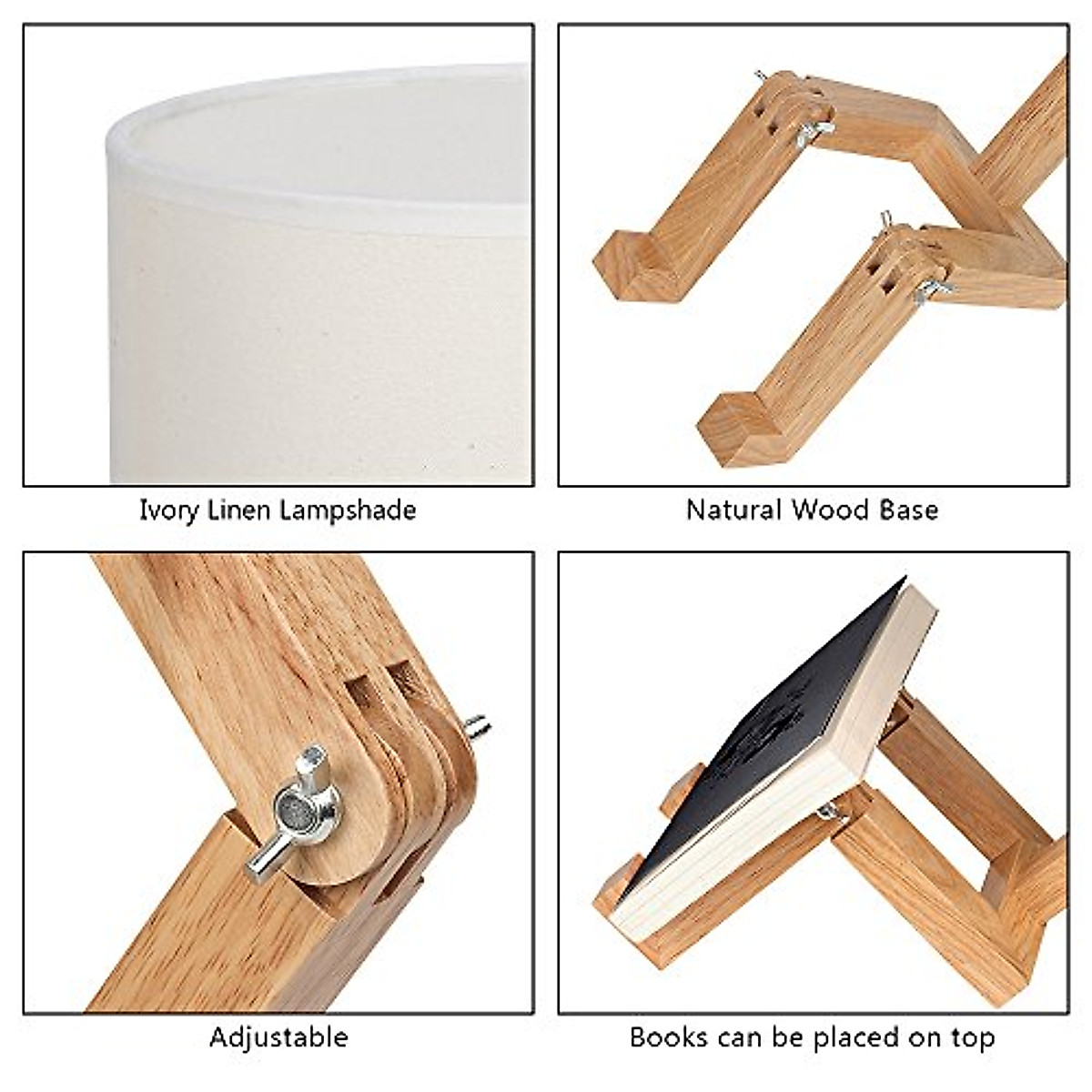 HAITRAL Bedroom Table Lamp - Fun Desk Lamps with Wooden Base Unique Table Lamps for Kids Room, Living Room, Bedroom, Office, Reading Room