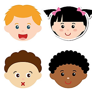 Containlol 100 Pcs Multicultural Faces People Cutouts 5.5 Inch Creative Cut Outs Blank People Shaped Paper Dolls Figures for Kids Crafts Project Early Childhood Education Multicultural Decoration