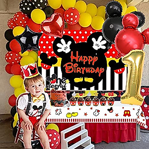 Dilyreke 1st Birthday Mouse Themed Party Decorations for Boy One Birthday Party Supplies Banner and Balloon Set