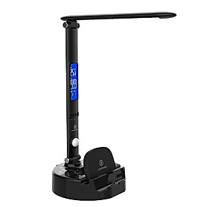 LumiCharge-III Smart LED Desk Lamp - Table Lamp with Wireless Charger, USB Charging Port, Adjustable Arm Brightness, Bluetooth Speaker - Foldable Table Lamp for Home, Remote Office, Study, Bedroom