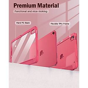 TiMOVO Case for iPad 10th Generation with Pencil Holder iPad 10.9 Inch Case 2022, iPad Case 10th Generation Hybrid Slim Tri-fold Stand Protective Cover with Clear Back for iPad 10, Watermelon Pink