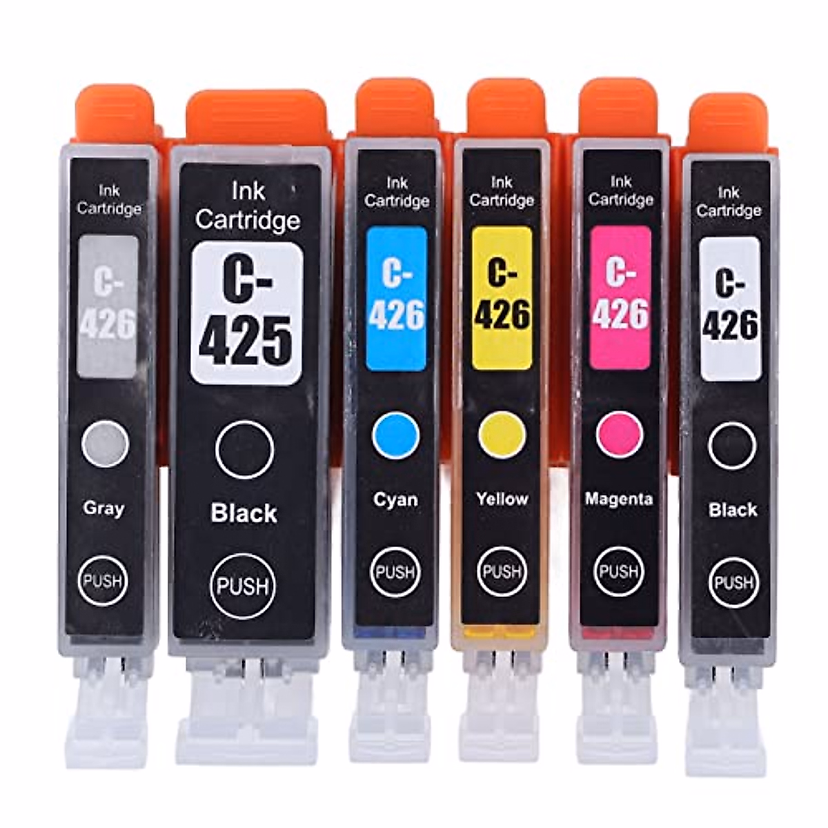 Hilitand Multi Colors Inkjet Cartridge ABS Housing Printer Ink Cartridges Smoothly Ink Output Inkjet Cartridge for Printer Part Replacement (BK BK C M Y GY 6 Colors)