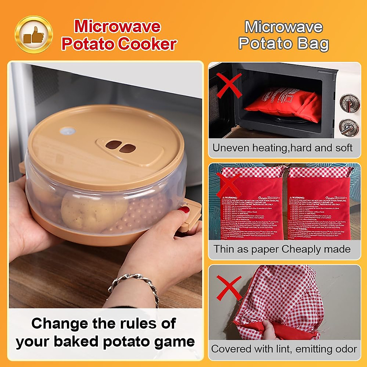 MUXIUNT Microwave Baked Potato Cooker As Seen On Tv Cooks In Minutes Tender & Fluffy,baking Potato Cooker For Microwave Oven,Twice Baked Potatoes Steamer,Microwave Baked Potato Bag Upgrade BPA-free
