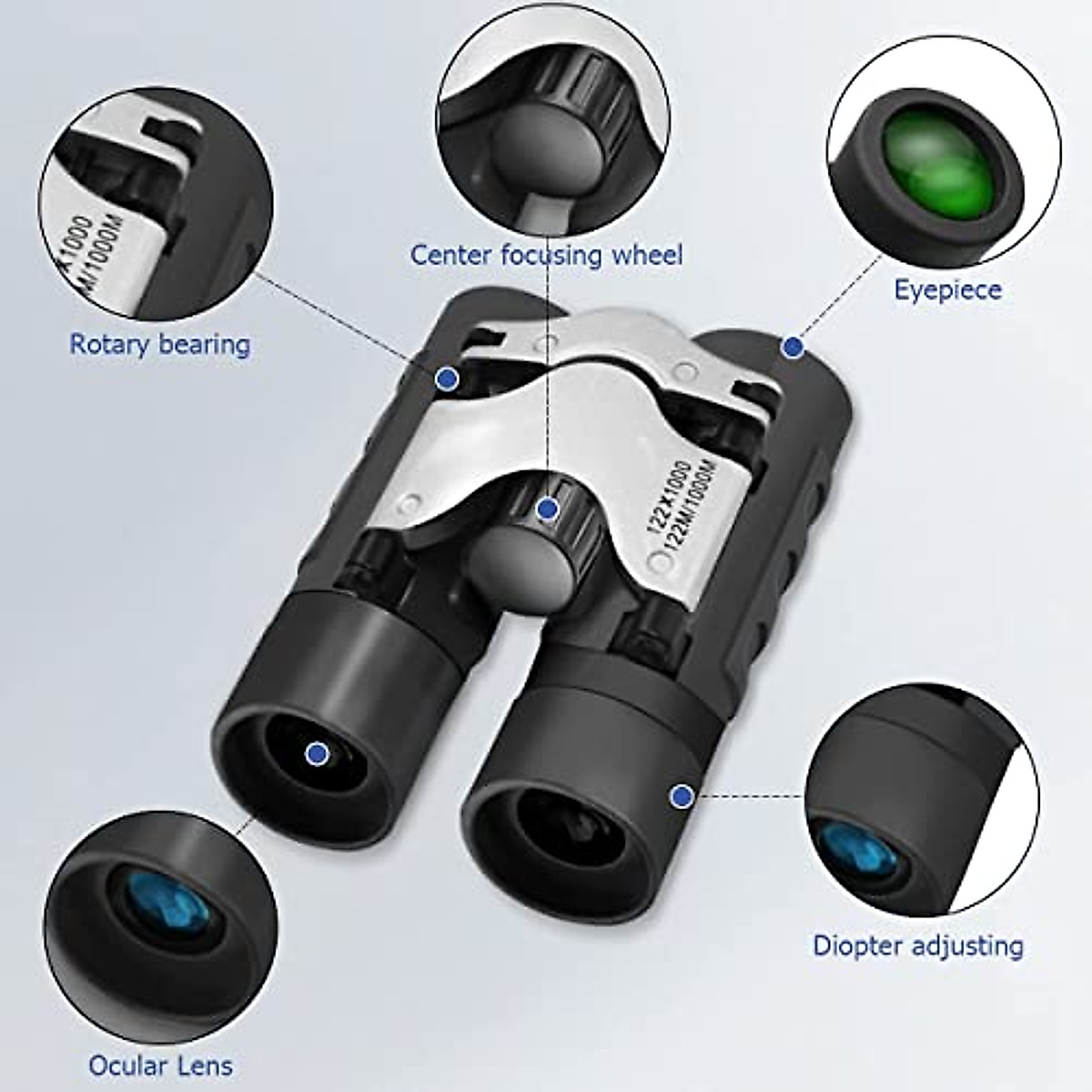 OuYteu Binoculars 122x1000 Compact with Clear Low Light Vision, Large Eyepiece Binocular for Adults Kids,High Power Easy Focus Binoculars for Bird Watching,Outdoor Hunting,Travel,Sightseeing
