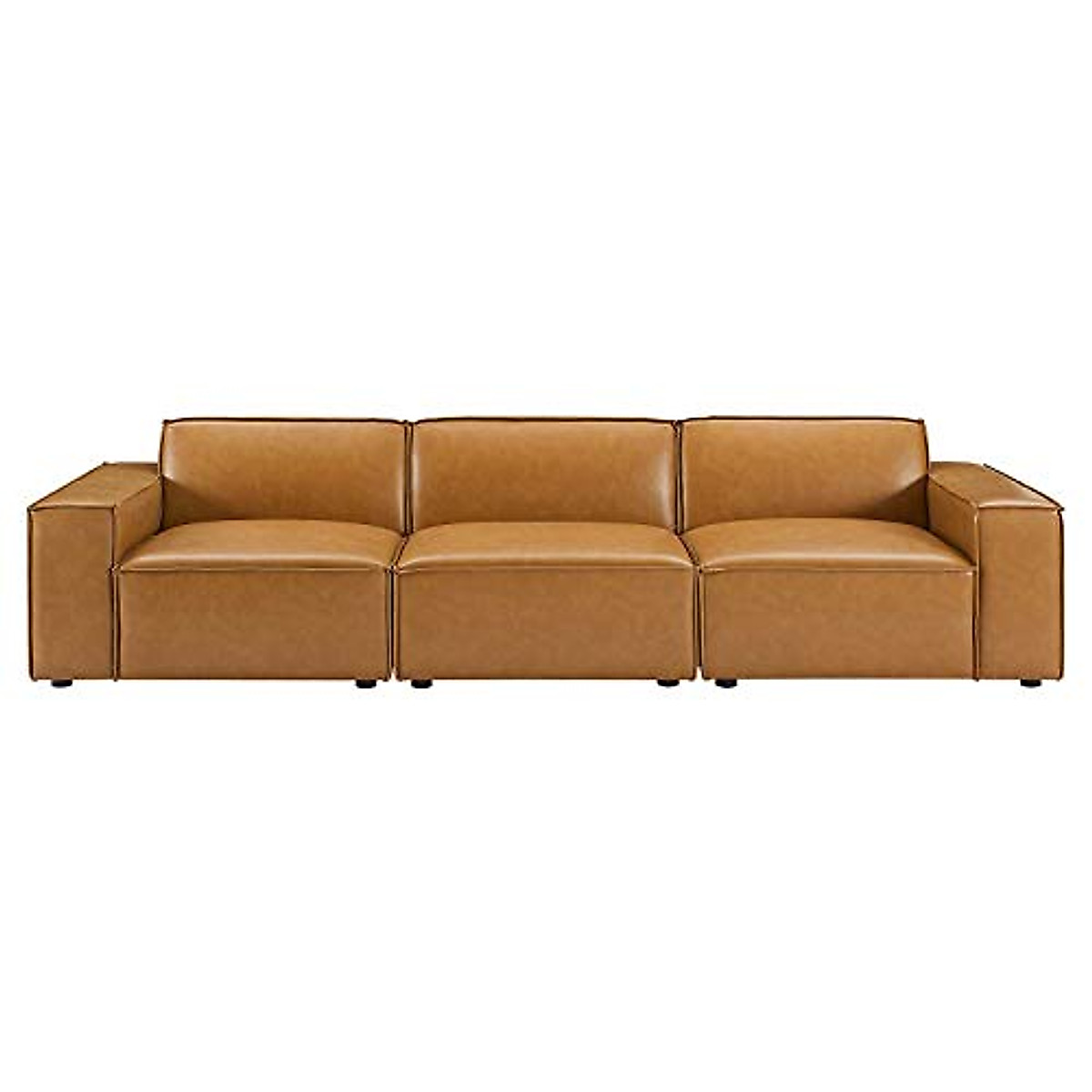 Modway Restore Vegan Leather Sectional 3-Seater Sofa in Tan