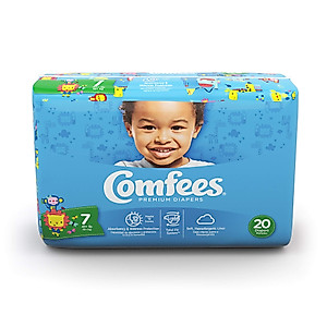 Comfees CMF-7 Premium Baby Diapers, Tab Closure, Size 7, 80 per case