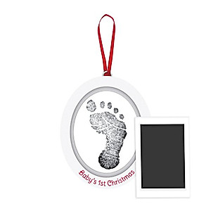 Pearhead Babyprints Double-Sided Christmas Photo Ornament with Clean Touch Ink Pad, Newborn Handprint or Footprint Kit, 2 Sided Baby's 1st Christmas Holiday Keepsake Ornament