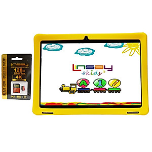 LINSAY 10.1" 1280x800 IPS 64GB Android 13 Tablet with Kids Yellow Defender Case and 128GB Micro SD Card