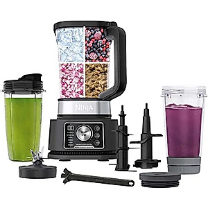 Ninja CO351B SS351 Foodi Power Pitcher System, Smoothie Bowl Maker, 4in1 Blender +Ninja CO351B Kitchen Nutri Blender System, Silver/Black Food Processor 1400WP (Renewed)