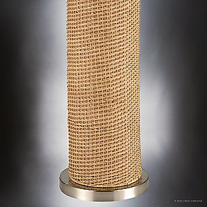 Urban Ambiance Luxury Scandinavian Floor Lamp, 19''W x 19''D x 64''H, with Modern-Farmhouse Elements, Natural Brown Finish and a White Linen Hardback Shade, UEX8102