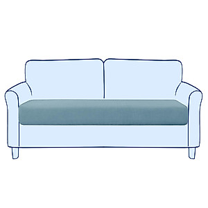 SUBRTEX Couch Slipcover RV Seater Slip Loveseat Stretch Durable Sofa Cushion Cover Spandex Elastic Furniture Protector for Settee Seat for Replacement in Livingroom, Medium, Steel Blue