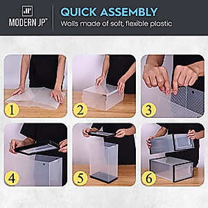 Modern JP Hat Organizer for Baseball Caps (4-Pack) - Dust-Free Hat Storage Box, See-Through Hat Rack Display - Holds up to 6 Caps per Box