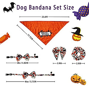 Halloween Dog Bandanas Boy Girl 4 PCS, Reversible Printing Pet Scarf, Pumpkin Ghost Candy Bat Bib for Small Medium Large Cat Dogs Owner Mom (Orange)