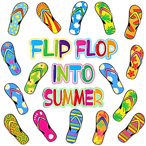 Flip Flop Accents Colorful Flip Flop Cutouts Summer Bulletin Board Wall Decor Hawaiian Beach Pool Party Cutouts with Glue Point Dots for Classroom Party Decoration (120 Pieces)