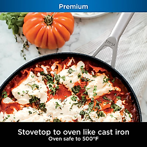 Ninja C30026 Foodi NeverStick Premium 10.25 Inch Fry Pan, Hard-Anodized, Nonstick, Durable & Oven Safe to 500°F, Slate Grey