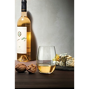 NUDE Pure Set of 4, White Wine Stemless Glasses 13.25 oz, |Smooth Rim|, Clear Glass Wine Tumbler, Ideal for Cocktails & Perfect for Homes & Bars