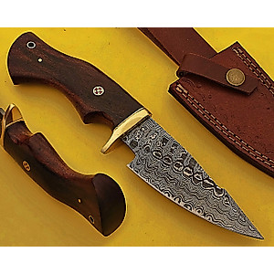 Smart & Sharp Custom Handmade Damascus Steel Hunting Knife / Bowie Knife SS-17373(Rose Wood) (Rose wood)