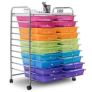 Happygrill 20-Drawer Organizer Cart Tools, Office School Paper Organizer Rolling Storage Cart with wheel