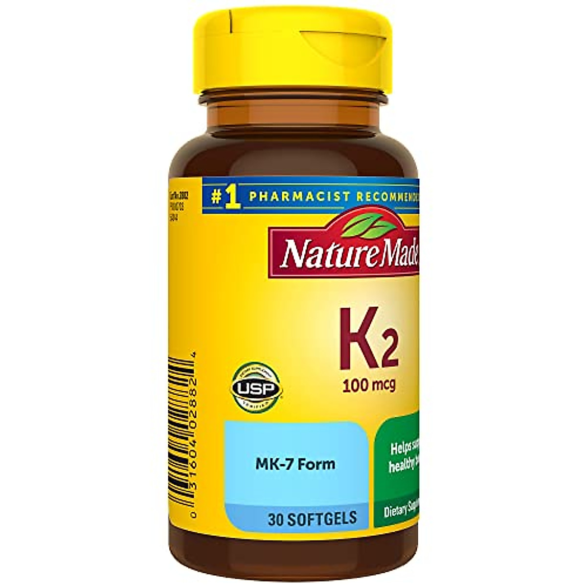 Nature Made Vitamin K2 100 mcg, Healthy Bone Supplements, 30 Softgels, 30 Day Supply