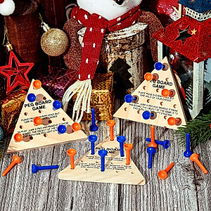 12 Packs Wooden Triangle Peg Games Wooden Board Game for Family Boys Girls Adults, Learning Toys Fun Board Games Travel Peg Jump Games