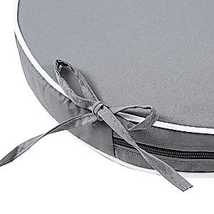 Blytieor 15 Inch Set of 2 Outdoor Bistro Chair Cushions,Small Patio Bistro Round Foam Seat Cushion Gray