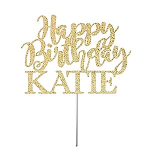 Custom Personalized Happy Birthday Cake Topper ~ Glitter Cake Topper